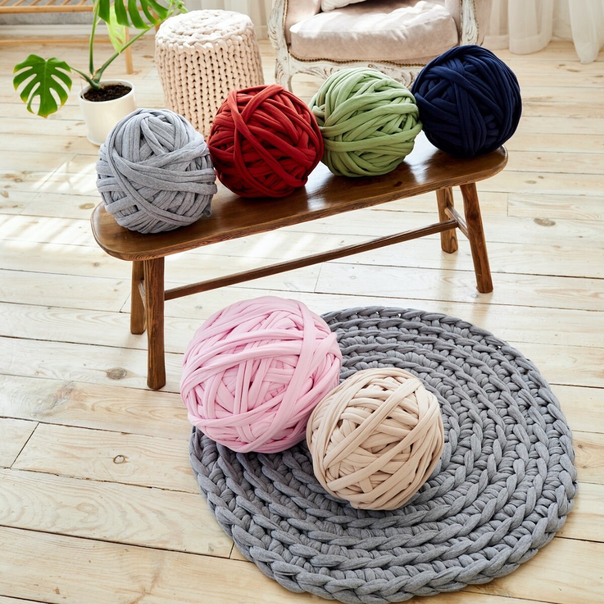 Super Chunky Cotton Yarn: Arm Knitting, Jumbo Blanket Rug Yarn (1.5 Kg ...