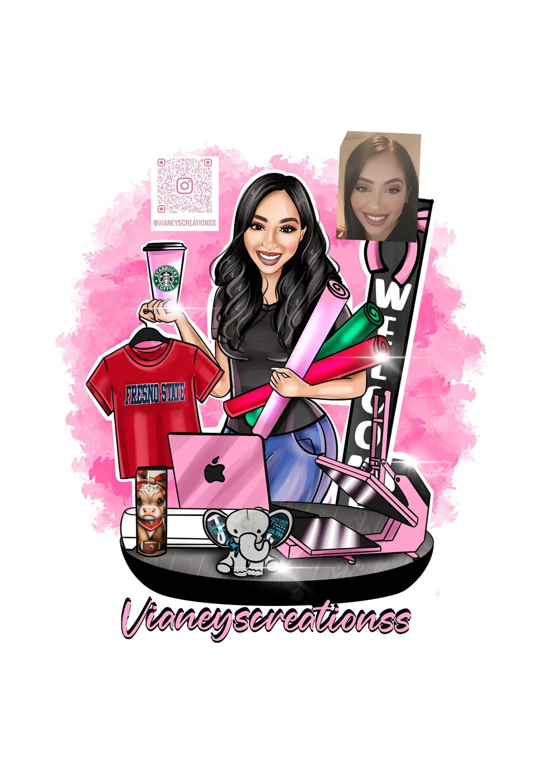 Custom Cartoon Logo Portrait: Small Business Branding (digital Hand ...