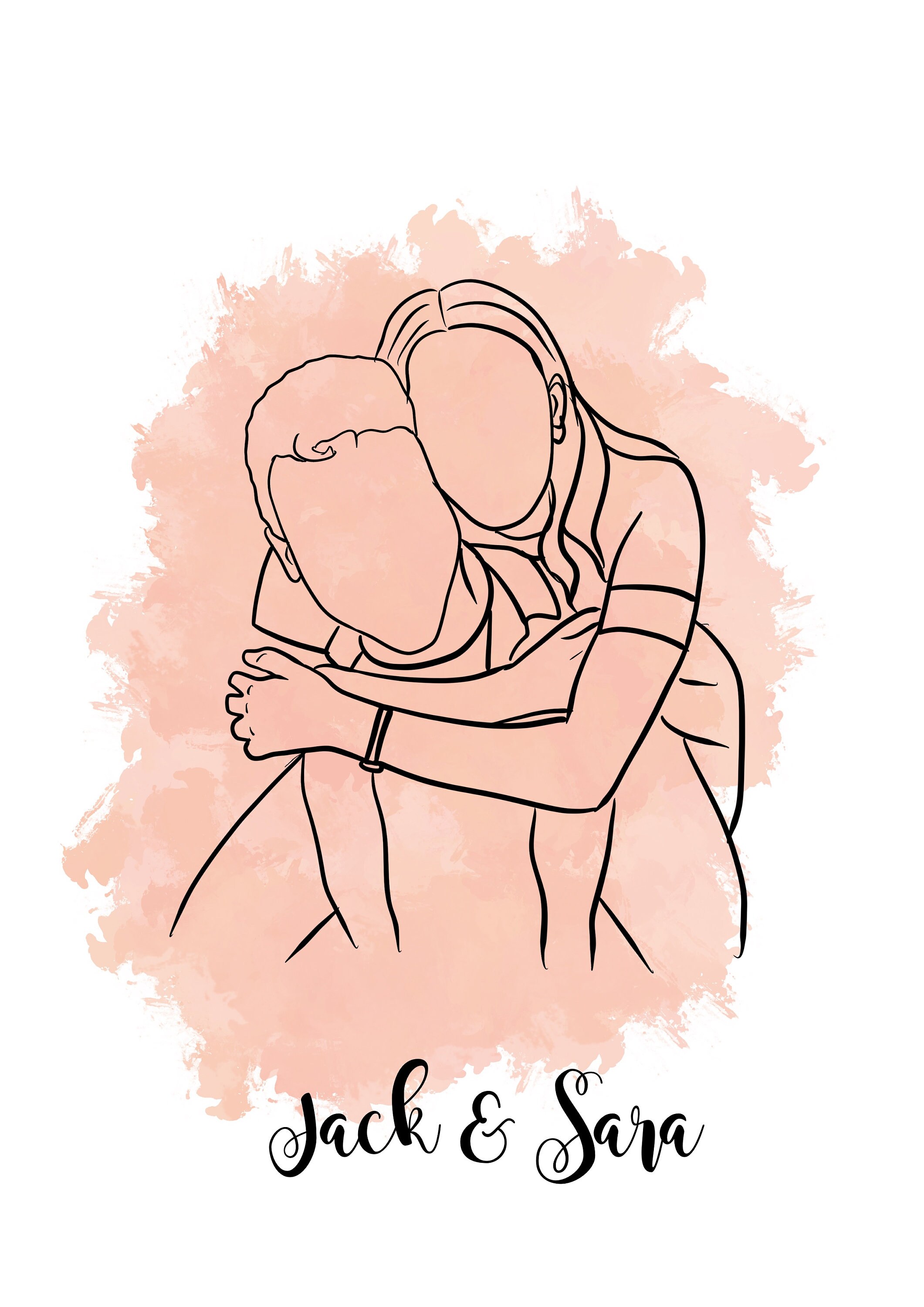 Custom Line Portrait Drawing, Personalized Couple Gift (digital Art) - Etsy