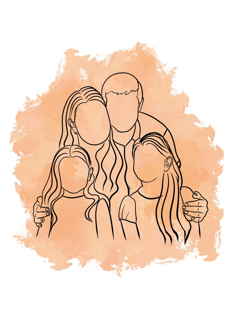 Custom Single Line Family Portrait Drawing Minimalist Portrait From ...