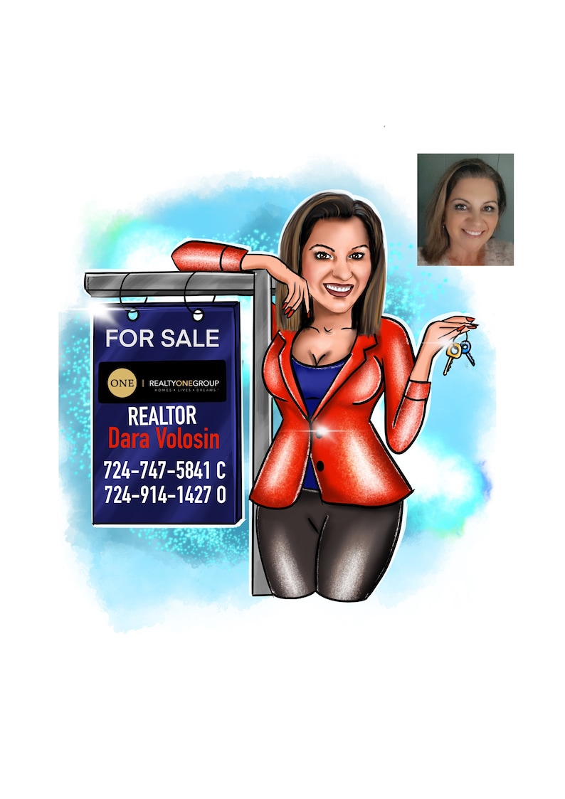 Personalized Real Estate Agent Cartoon Portrait Logo (digital Download ...