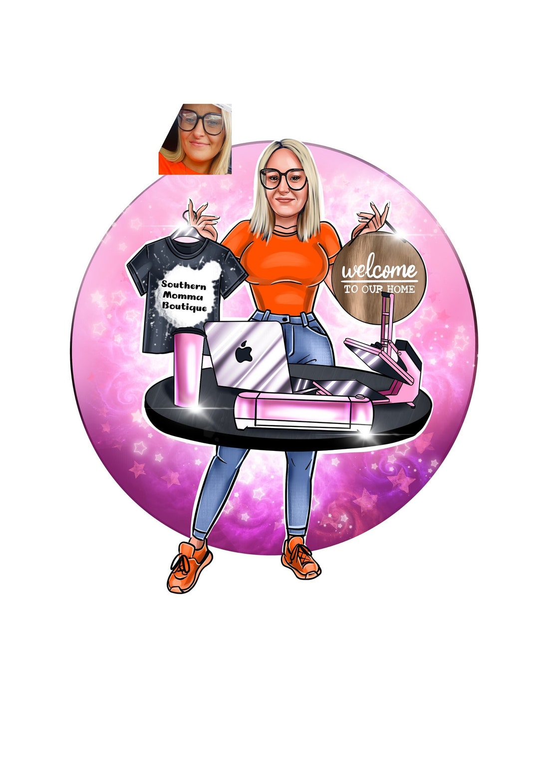 Cartoon Logo for Your Business, Crafter Logo, Beauty Logo, Portrait ...