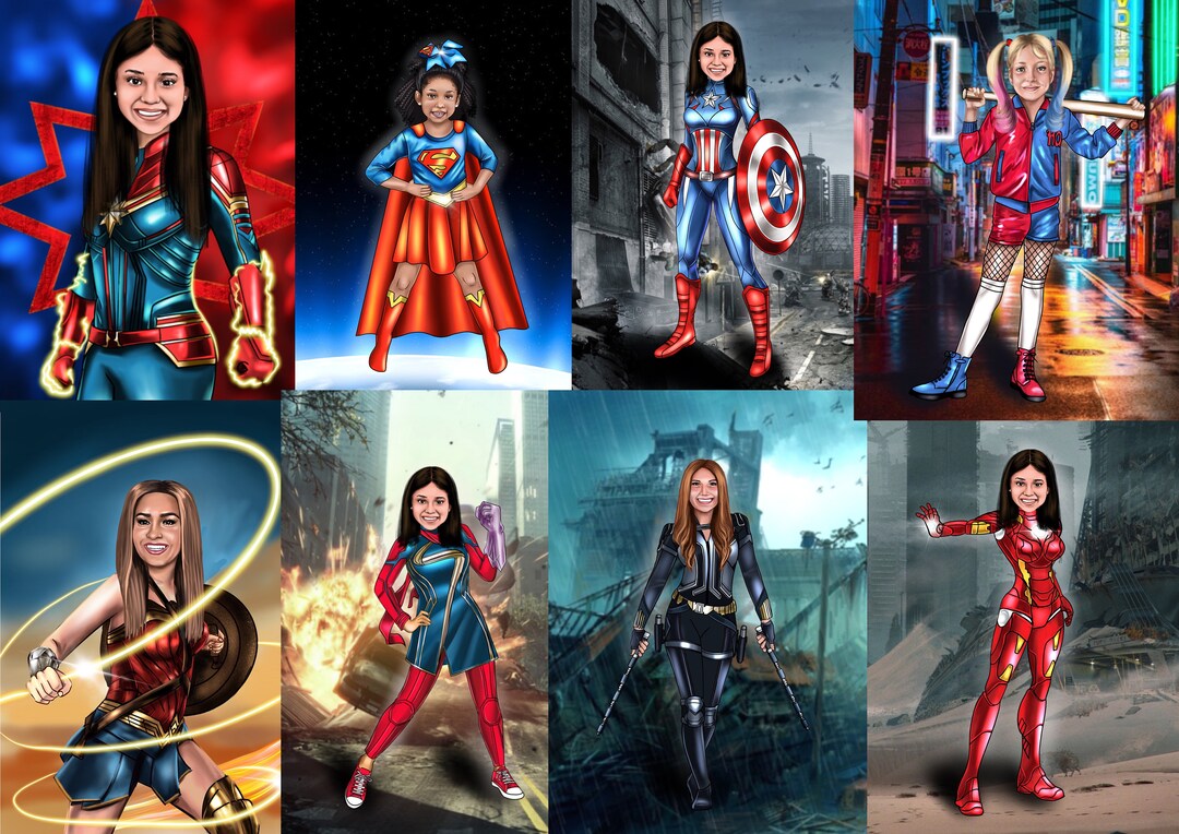 Custom Superhero Portrait From Photo: Personalized Caricature (digital ...