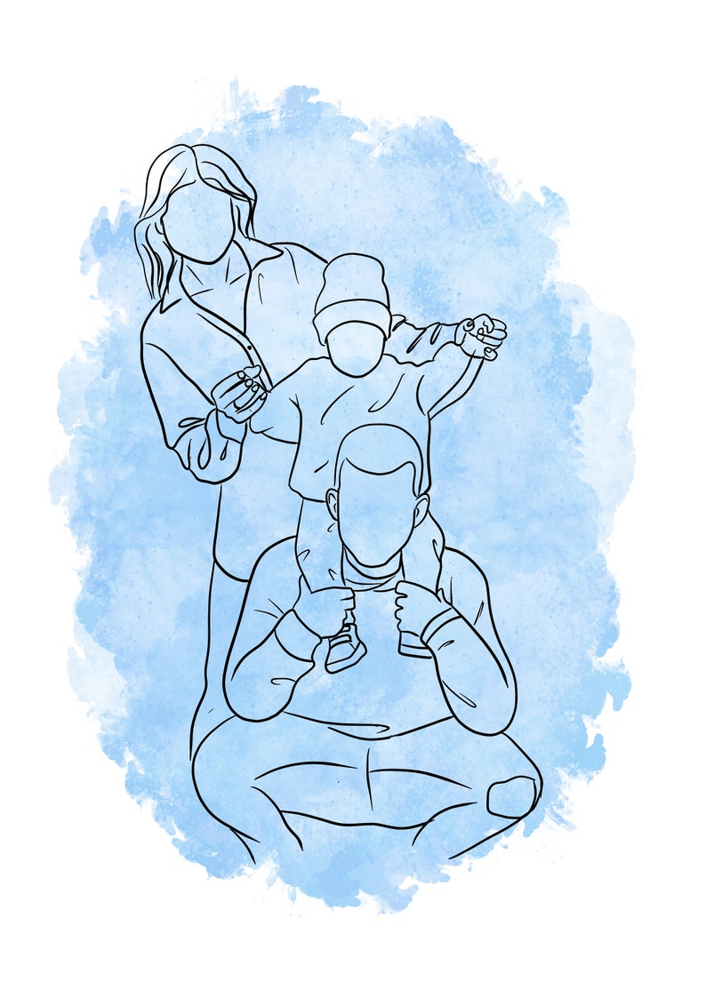 Custom Single Line Family Portrait Drawing Minimalist Portrait From ...