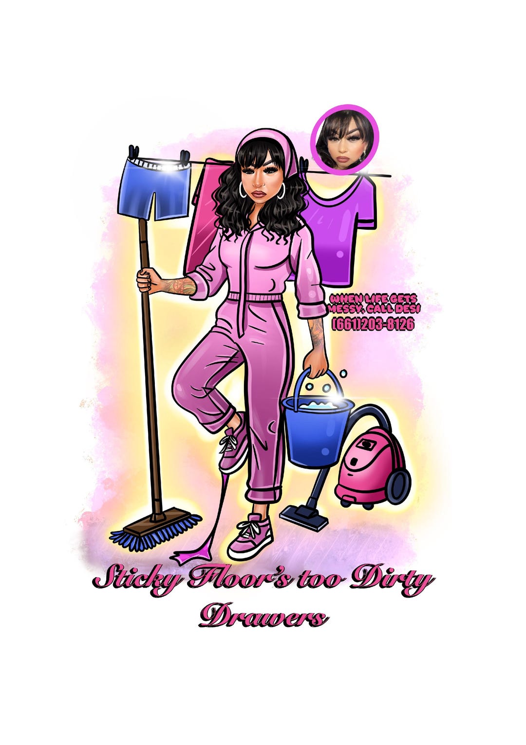 Custom Cleaning Business Cartoon Logo: Maid Service Branding - Etsy