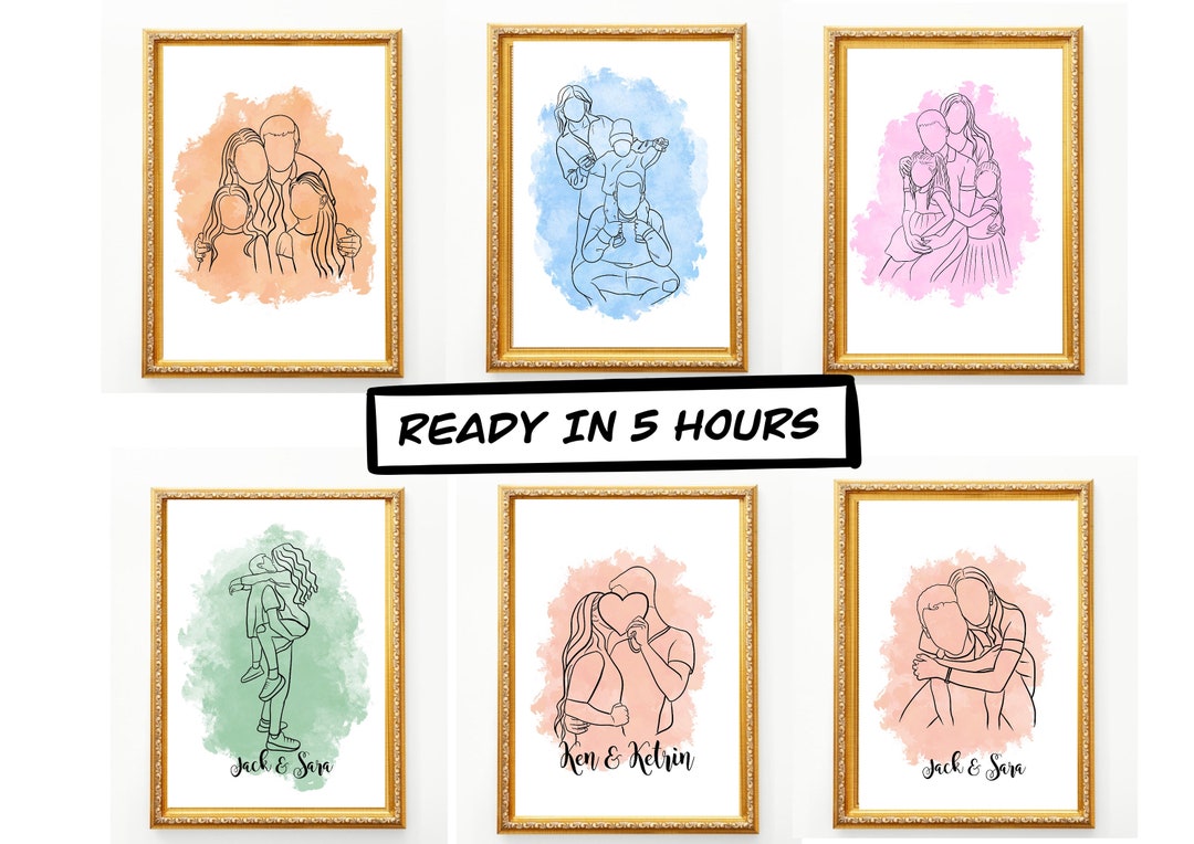 Custom Single Line Family Portrait Drawing Minimalist Portrait From ...