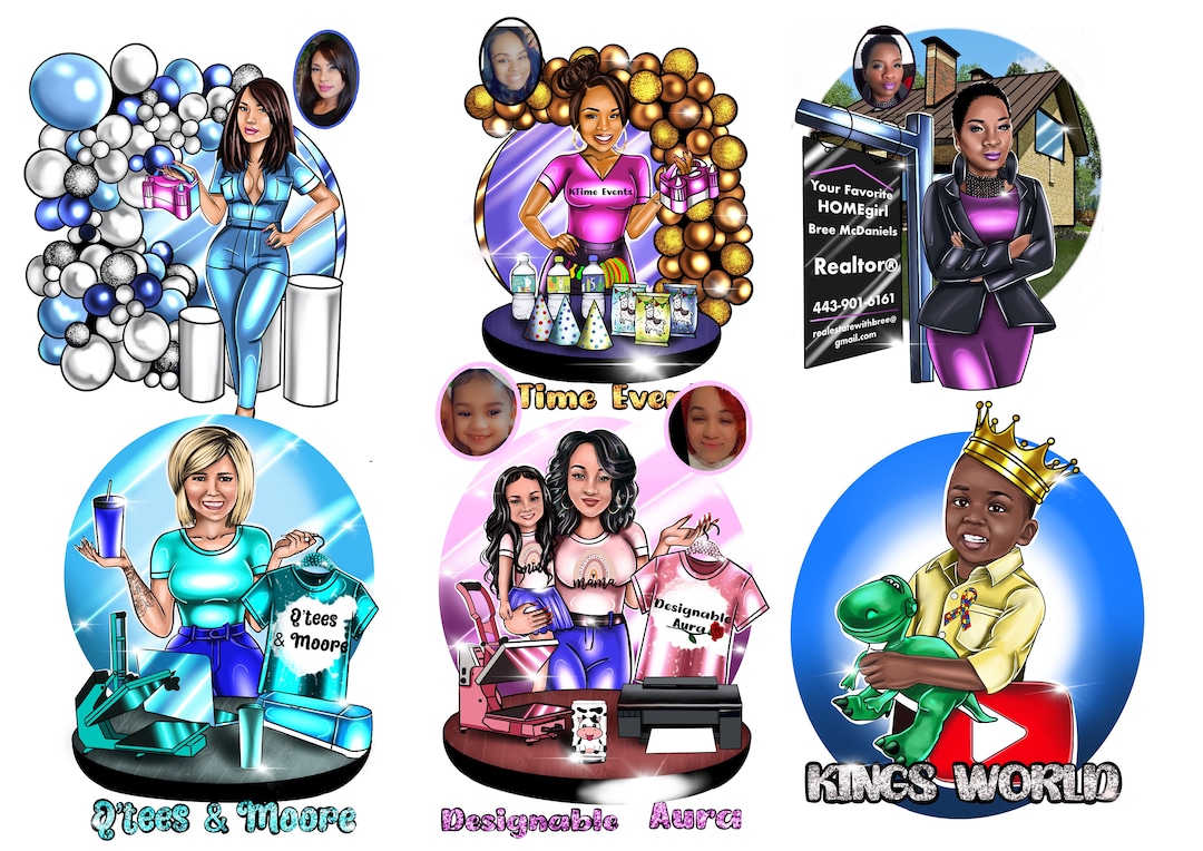 Custom Cartoon Logo: Business Avatar, Caricature Portrait (digital ...
