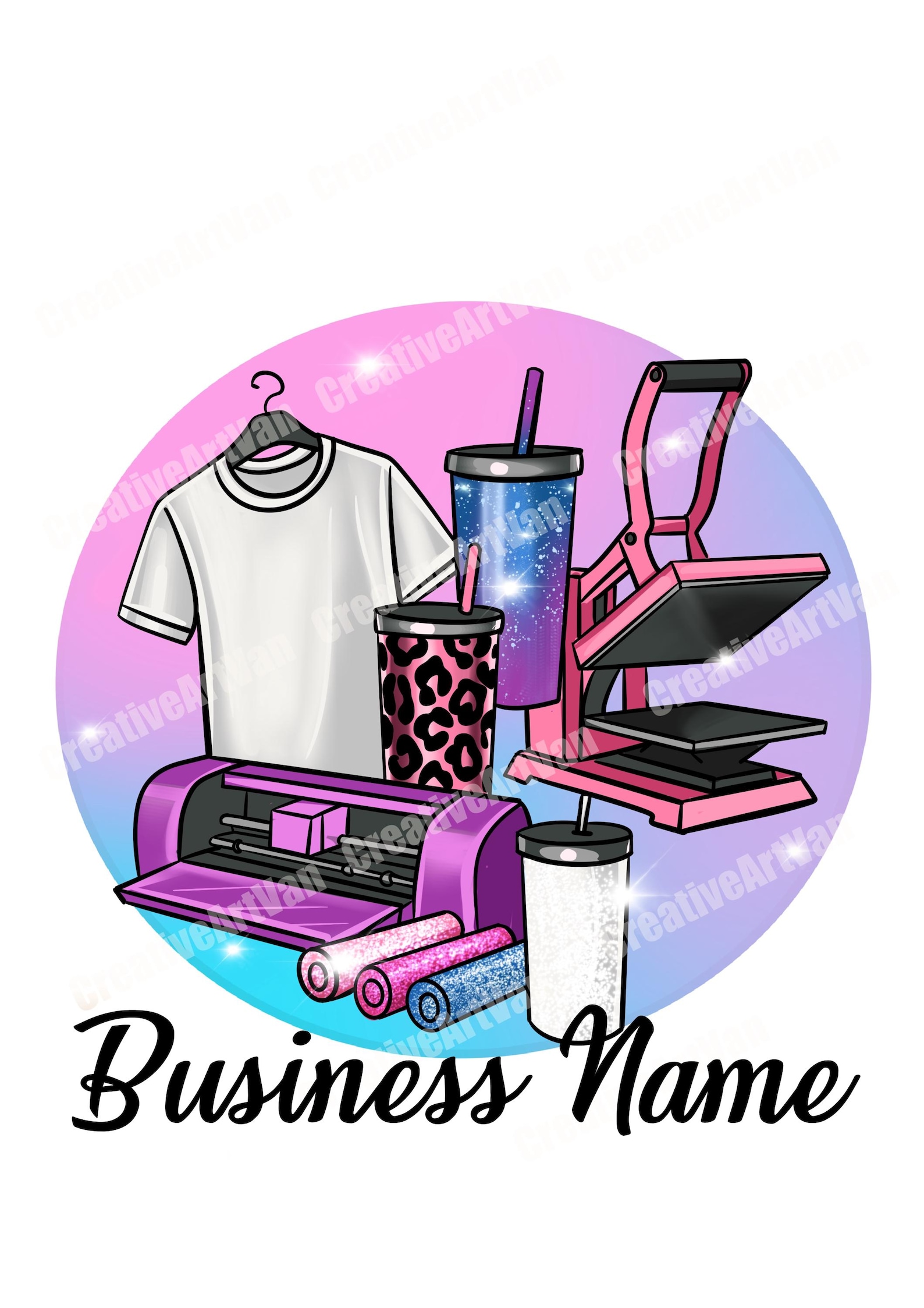 Cartoon Business Logo Design: Cricut Crafter, Tumbler, Shirt (digital ...