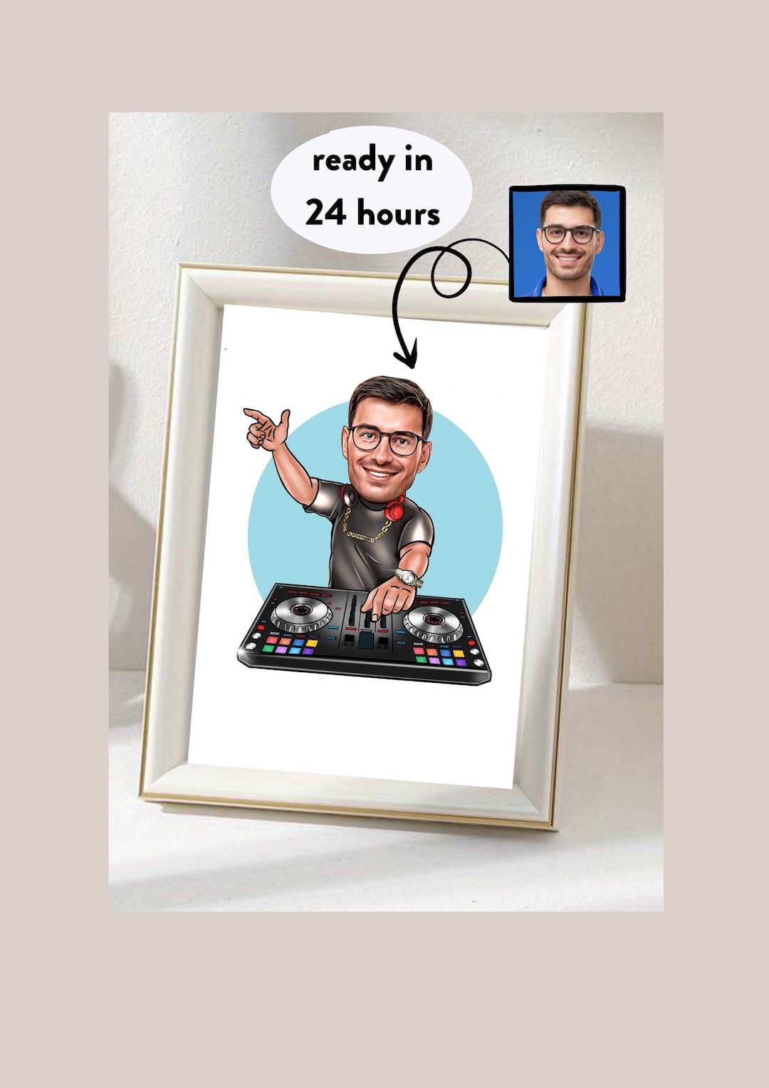 Custom DJ Cartoon Portrait, DJ Caricature, Gift for Dj, Funny Dj ...