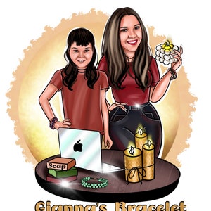 Cartoon Logo for Two People, Crafter Logo, Party Logo, Custom Portraits ...