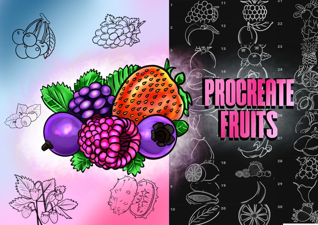 Procreate Fruit Brushes, Procreate Fruits Stamps, 80 Fruits Stamps - Etsy