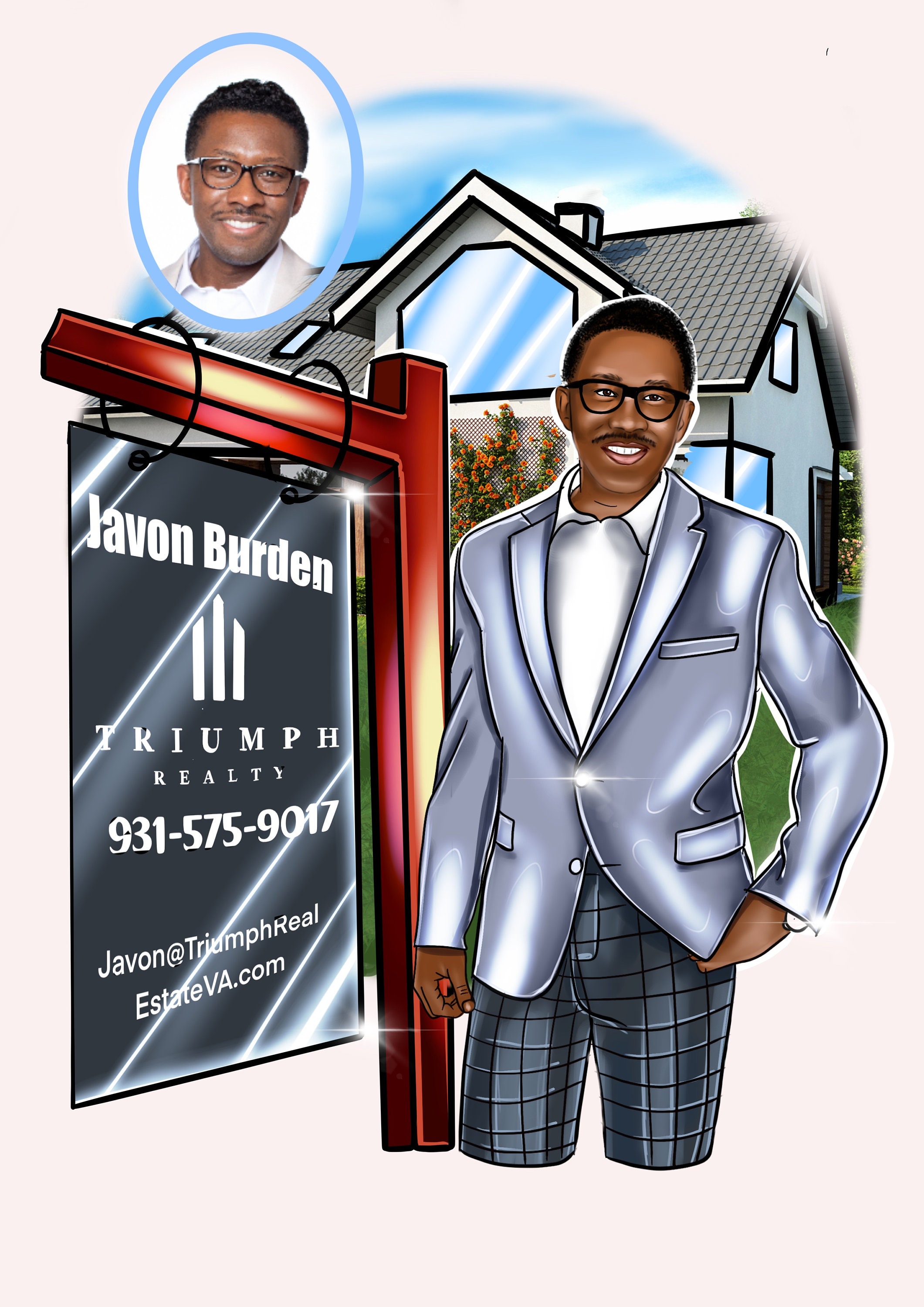 Real Estate Agent Logo Cartoon Portrait Avatar Logo House | Etsy