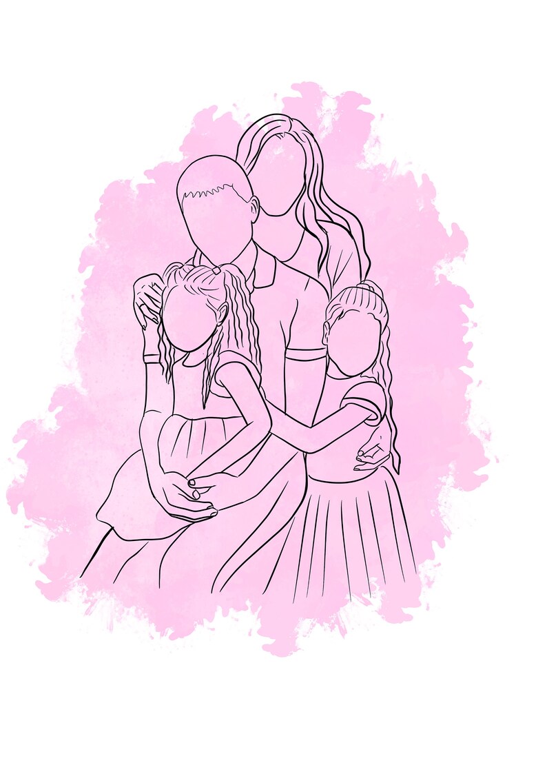 Custom Single Line Family Portrait Drawing Minimalist Portrait From ...