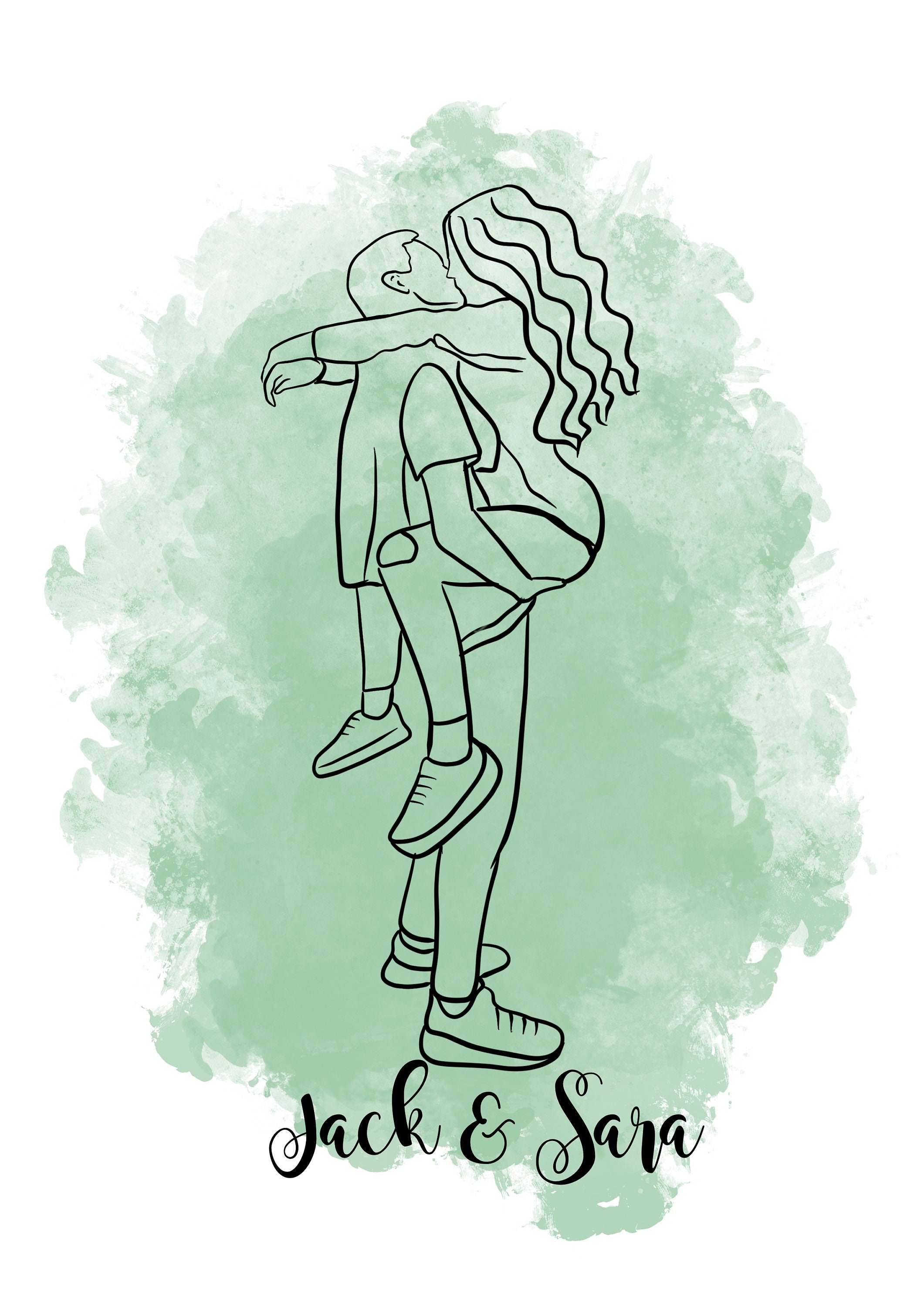 Custom Line Portrait Drawing, Personalized Couple Gift (digital Art) - Etsy