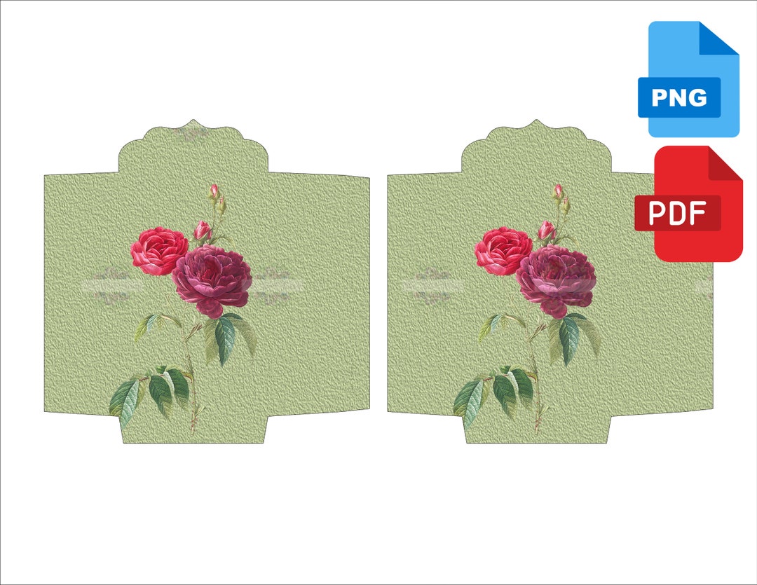 Seed Packet- Red Vintage Roses on Green Seed Packet, DIGITAL FILE - Etsy
