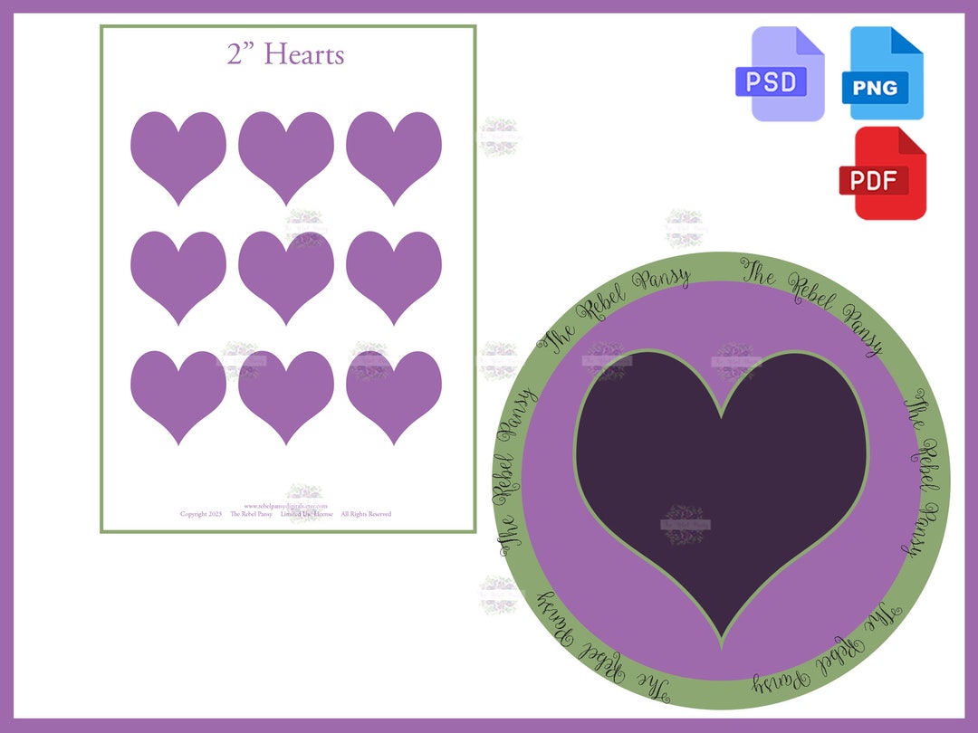 2 Inch Heart Template, PSD, PNG, PDF, - Etsy