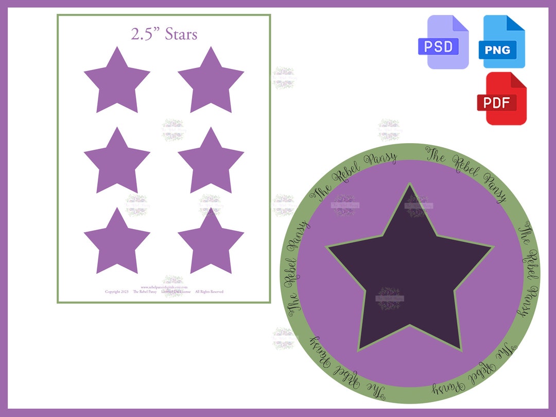 2.5 Inch Star Template, PSD, PNG, PDF, - Etsy