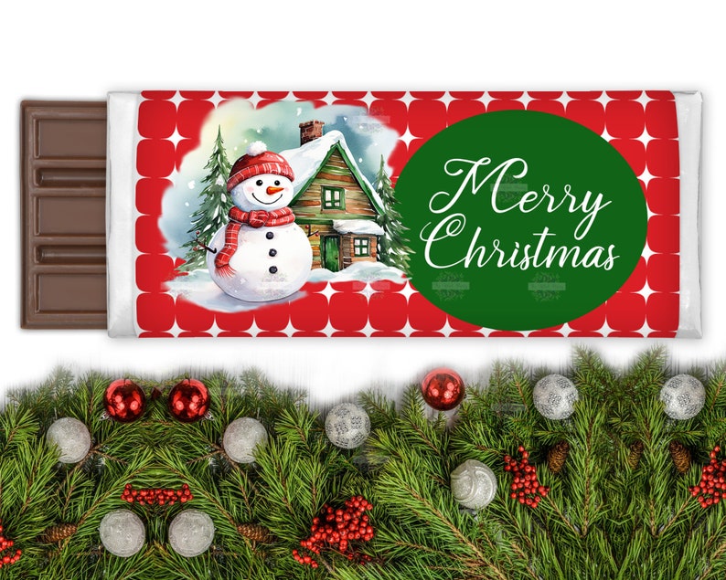 Snowman Merry Christmas Candy Bar Wrapper- Digital - Etsy