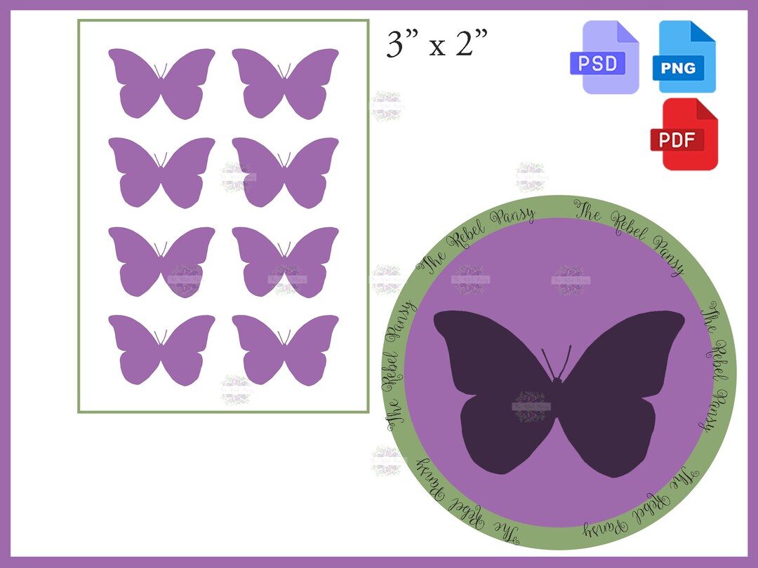Butterfly Tag Template, PSD, PNG, 8 1/2 X 11 - Etsy