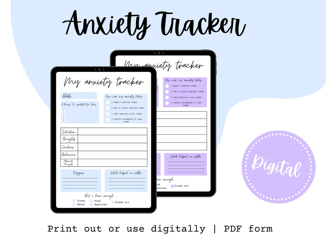 Anxiety Tracker Printable Template, Track Daily Anxiety Levels, Anxiety ...