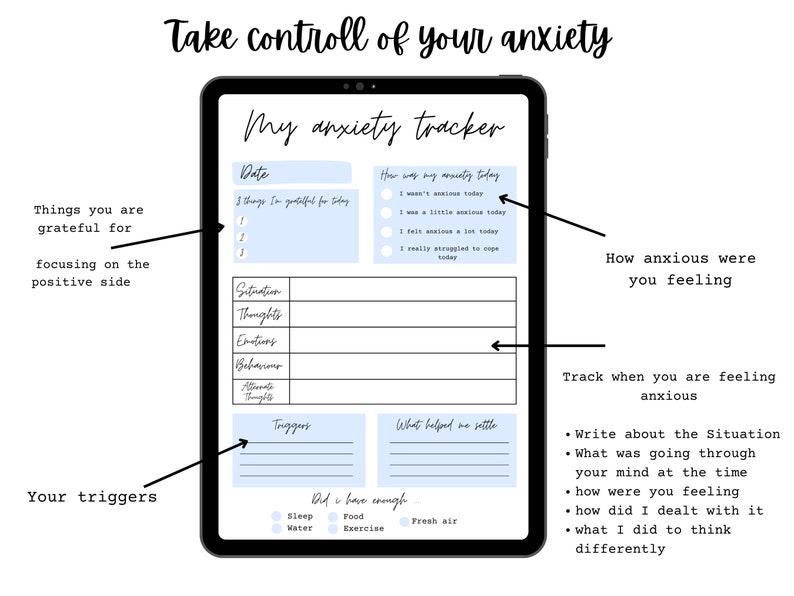 Anxiety Tracker Printable Template, Track Daily Anxiety Levels, Anxiety ...