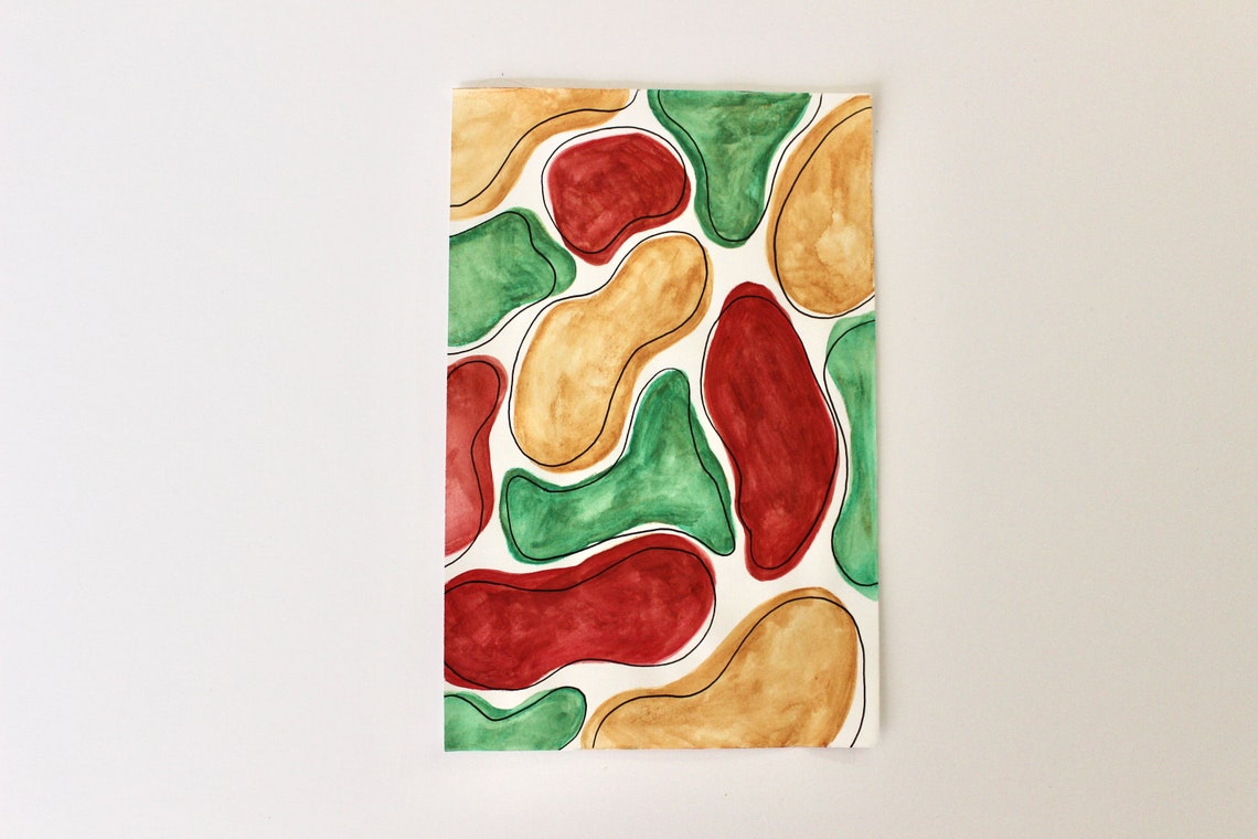 Beans Abstract Watercolor & Ink on Paper - Etsy