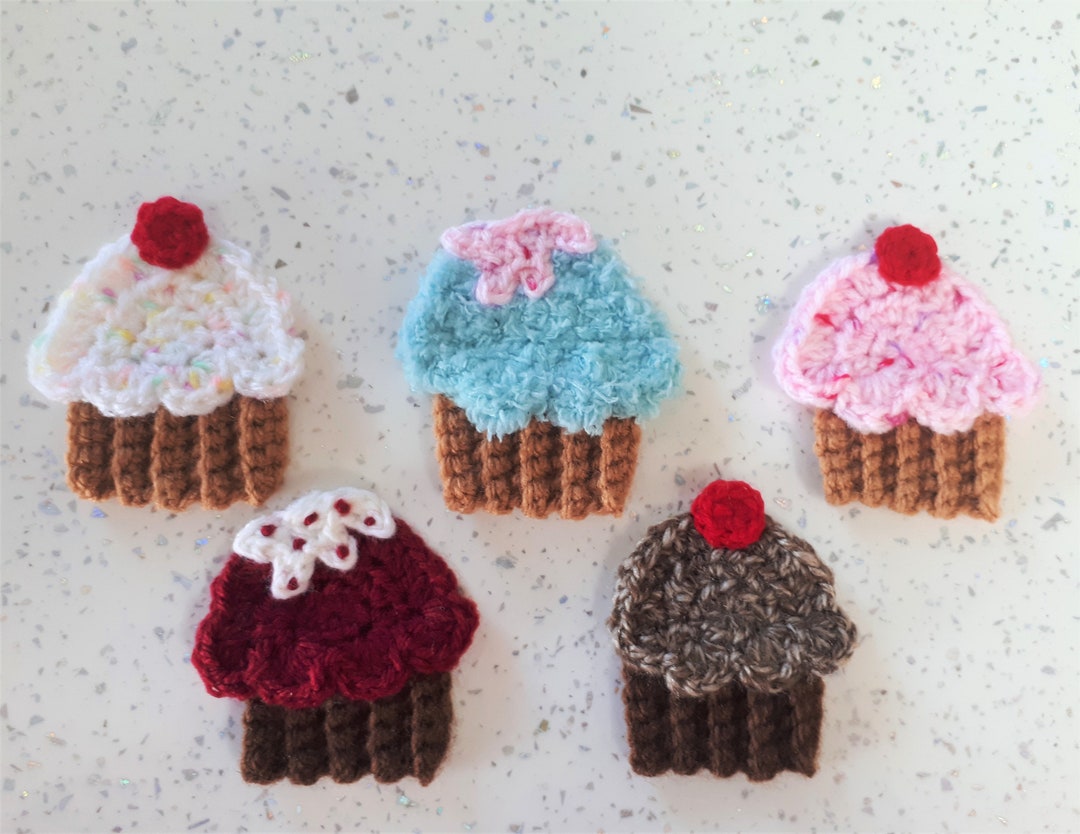 Cupcakes X 2 Appliques Crochet Applique Cakes Choice of 5 Flavours ...