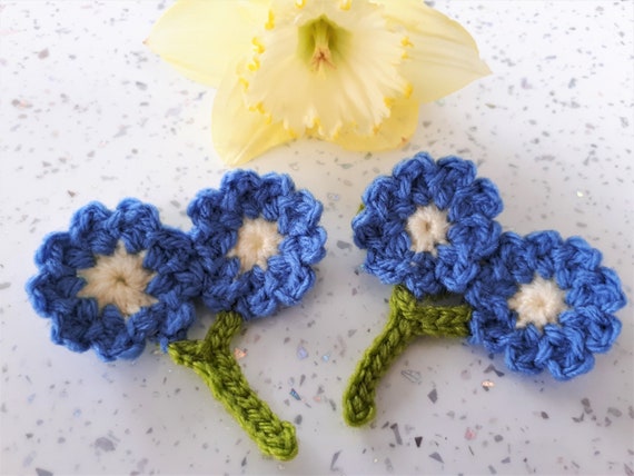 Forget Me Nots X 2 Appliques Crochet Applique Flowers Set - Etsy
