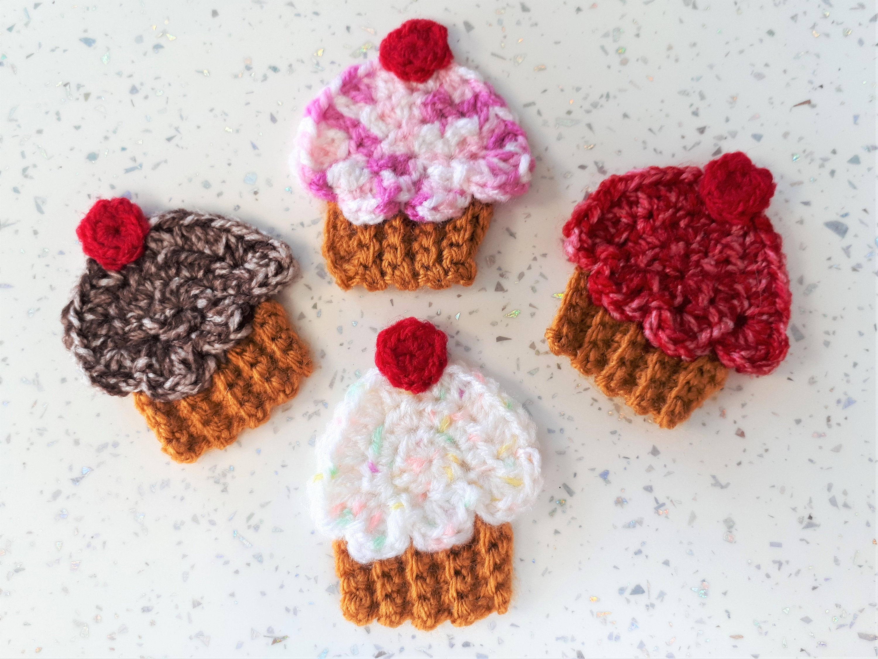 Crochet Cupcake Applique Pattern
