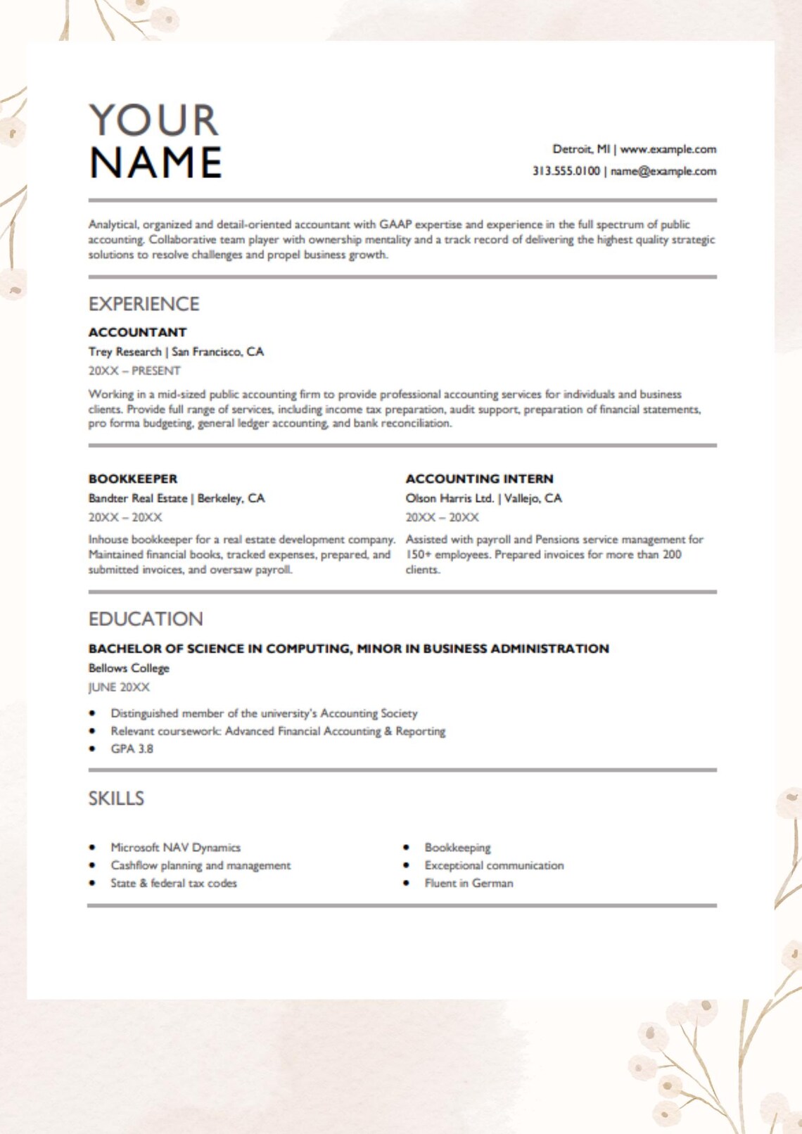 ATS Friendly Resume Template Word, Pages, Google Docs, ATS Resume, ATS ...