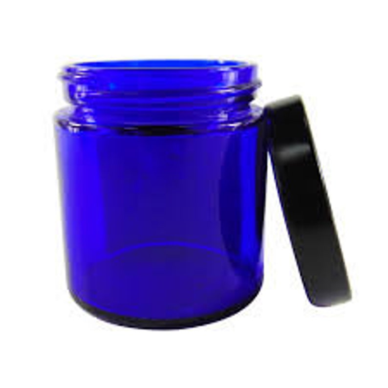 4oz Cobalt Blue Glass Jar With Insulated Black Plastic Lid for | Etsy