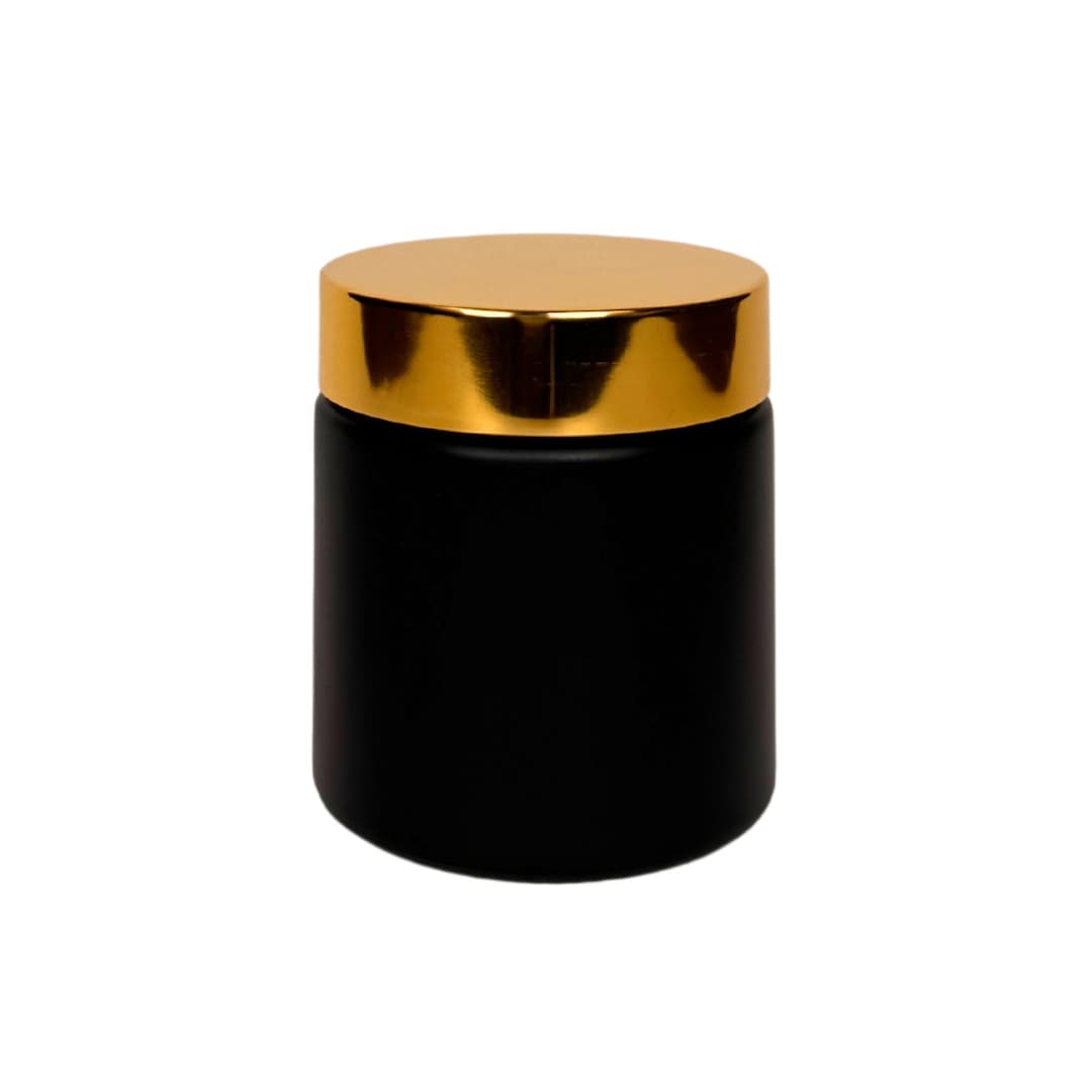 4oz Black Matte Glass Jar: Gold Lid, Skincare & Candle Making - Etsy