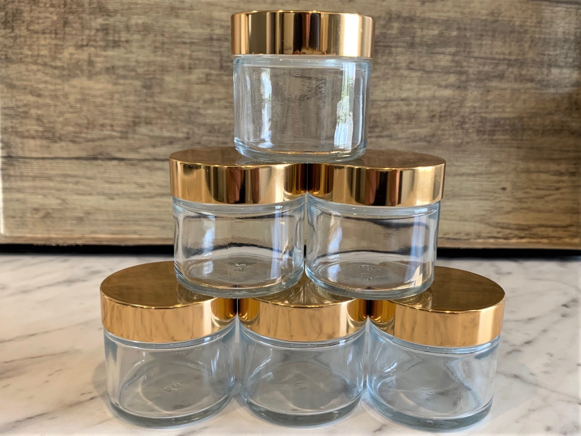 2oz Clear Glass Jar With Insulated Gold Lid for Creams, Skincare and ...