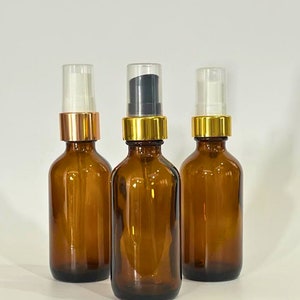 2 Oz. (60 ML) Amber Boston Round Glass Bottle With Treatment / Serum ...