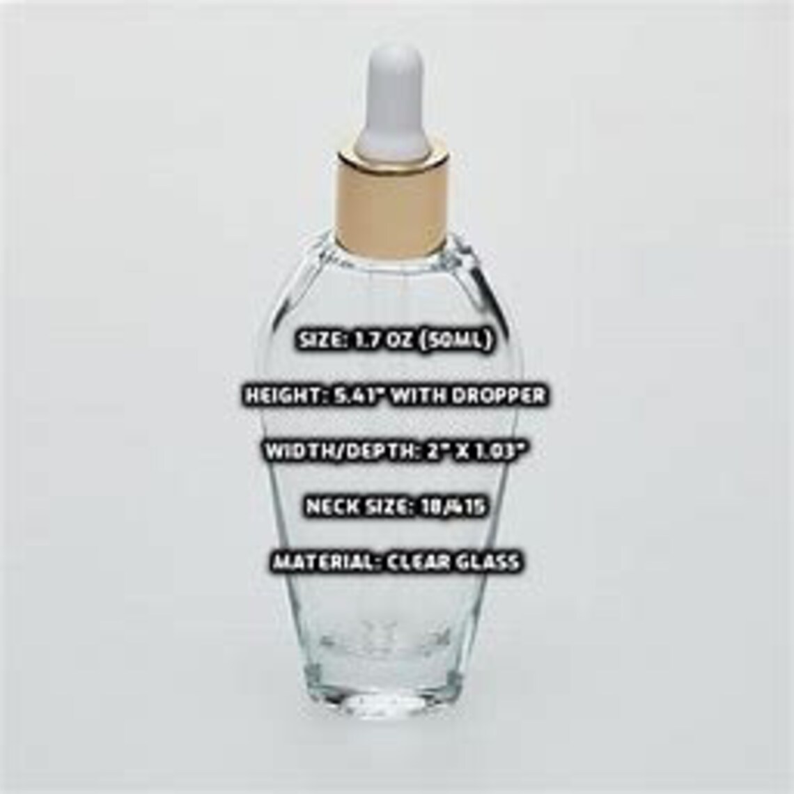 1.7 Oz. Tear Drop Clear Glass Bottle With Gold Glass Dropper | Perfect ...