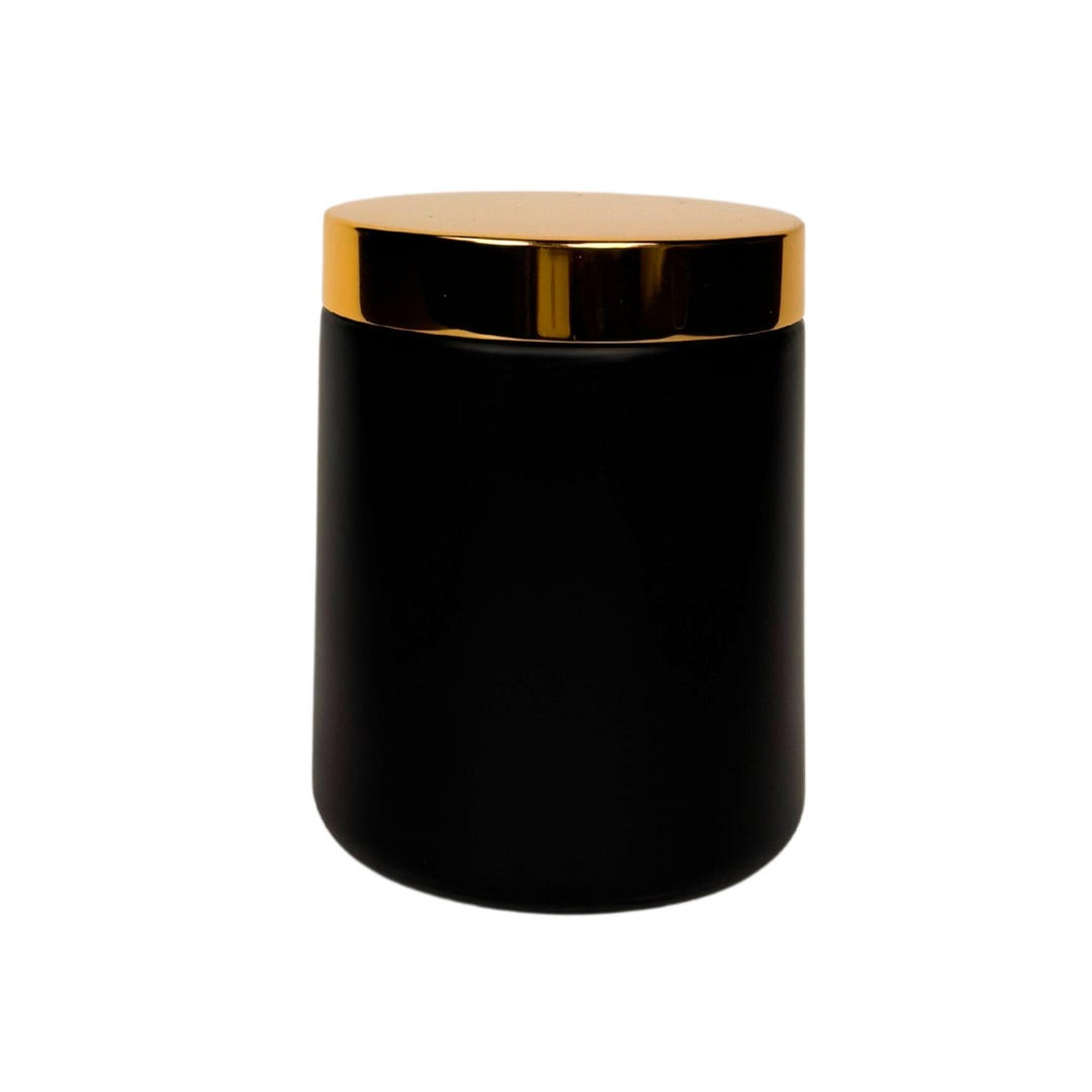 Black Matte Glass Jar With Gold Lid - 8 Oz Straight Sided - Etsy