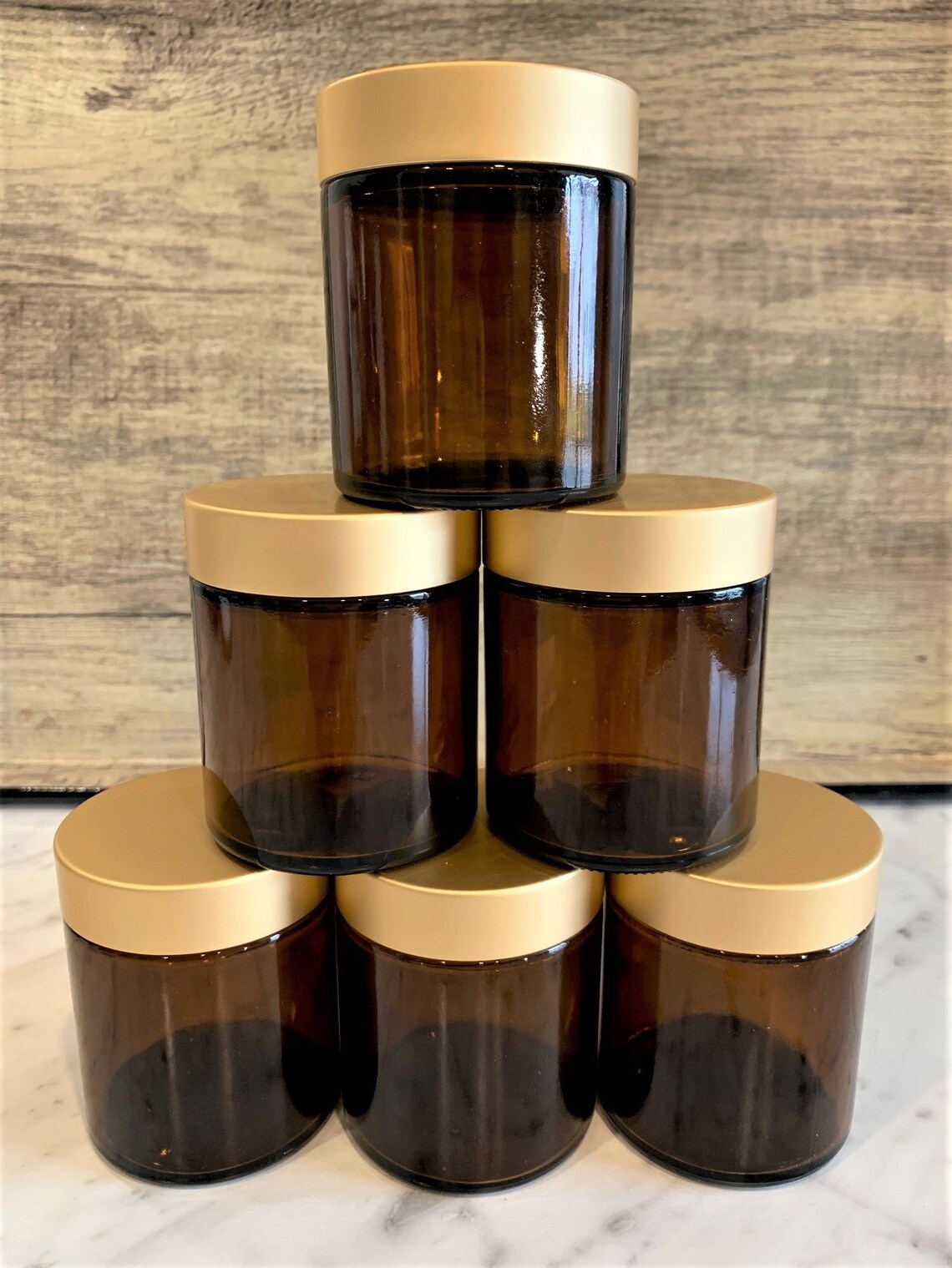 4oz Amber Glass Jar With Brushed Gold Lid For Creams Skincare Etsy