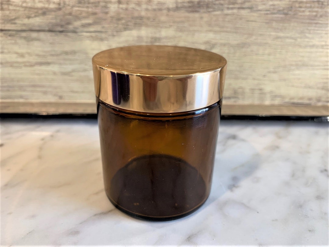 4oz Amber Glass Jar: Gold Lid, Skincare & Candle Making - Etsy