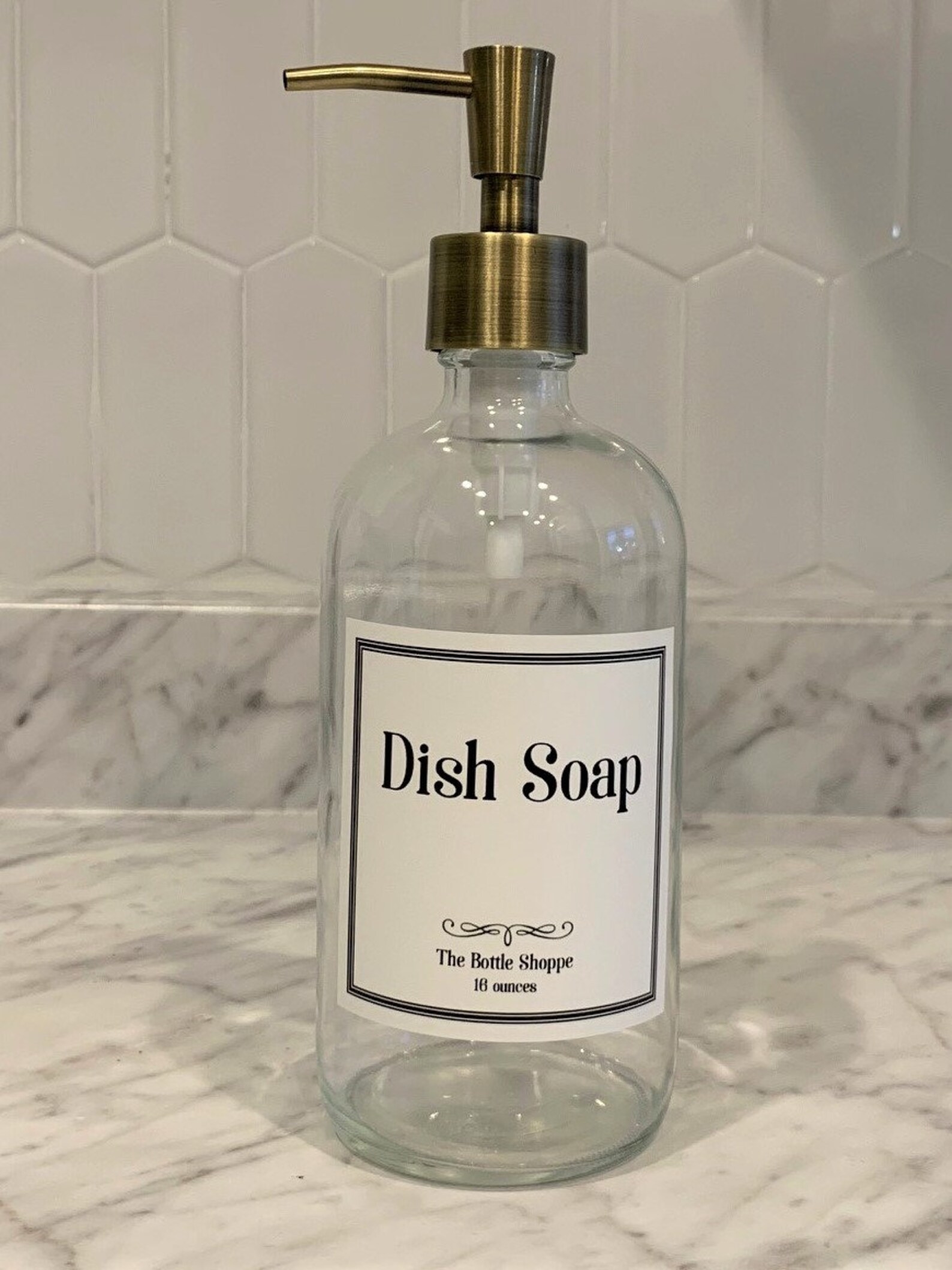16oz Clear Glass Soap Dispenser Dish Soap Hand Soap Bottle Etsy