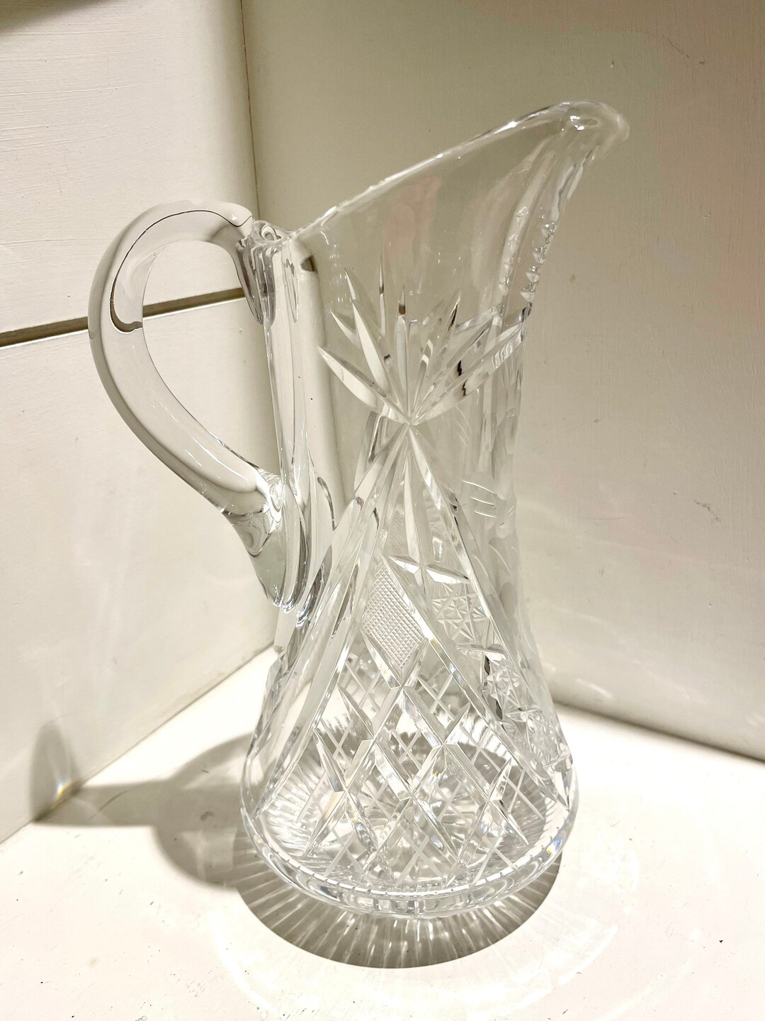 Vintage Crystal Pitcher - Etsy