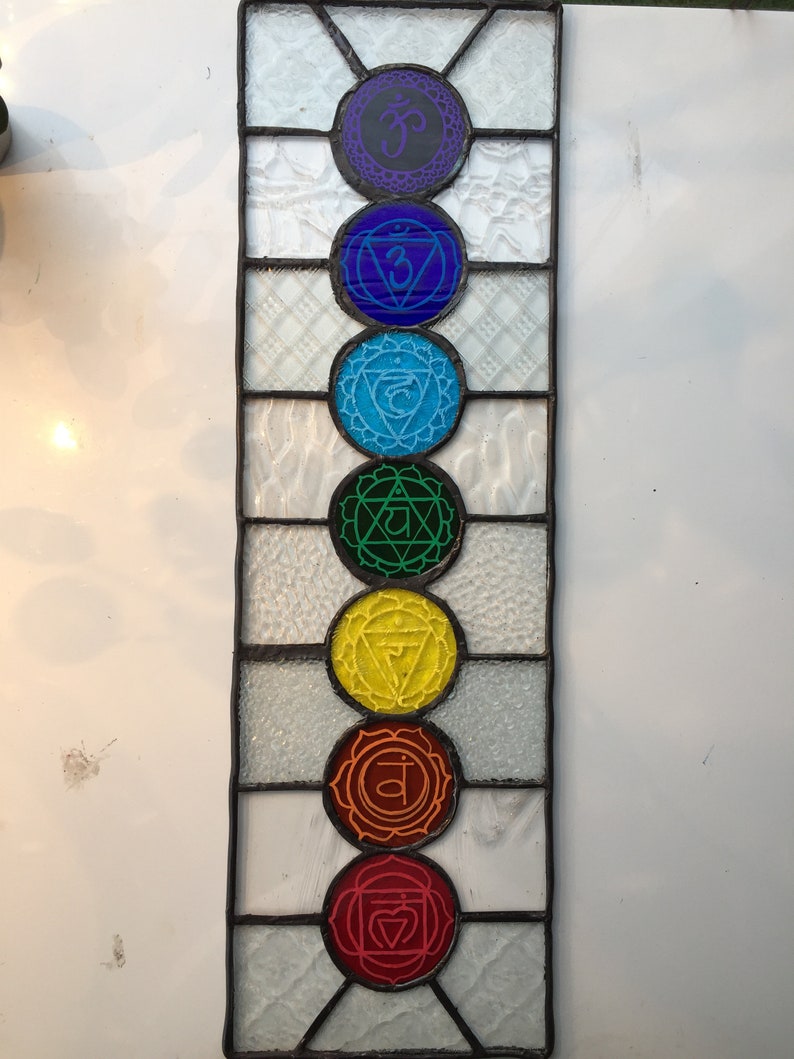 Stained Glass Chakra Panel With Symbols - Etsy UK