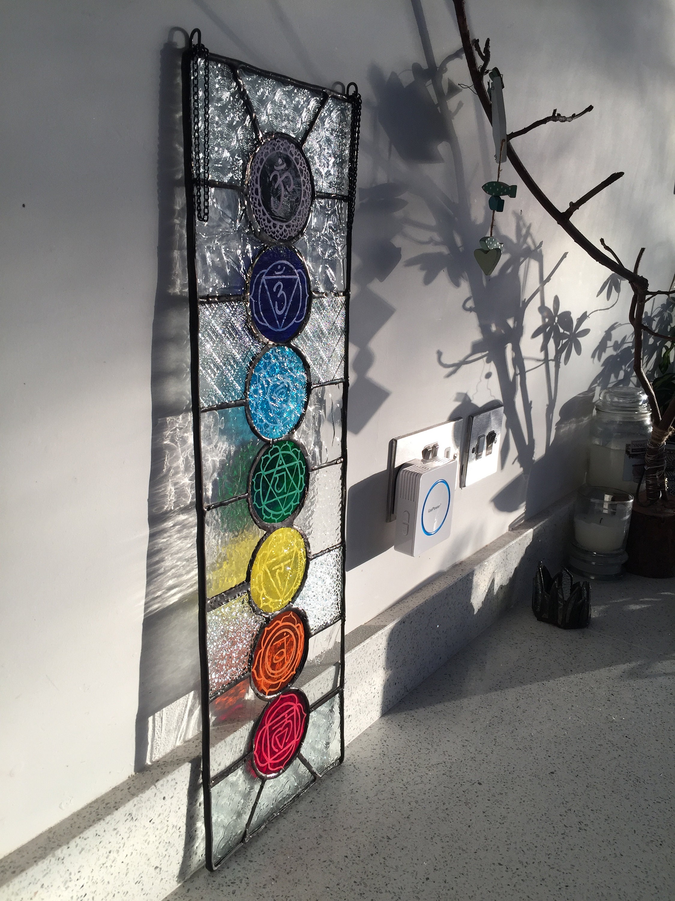 Stained Glass Chakra Panel With Symbols - Etsy UK