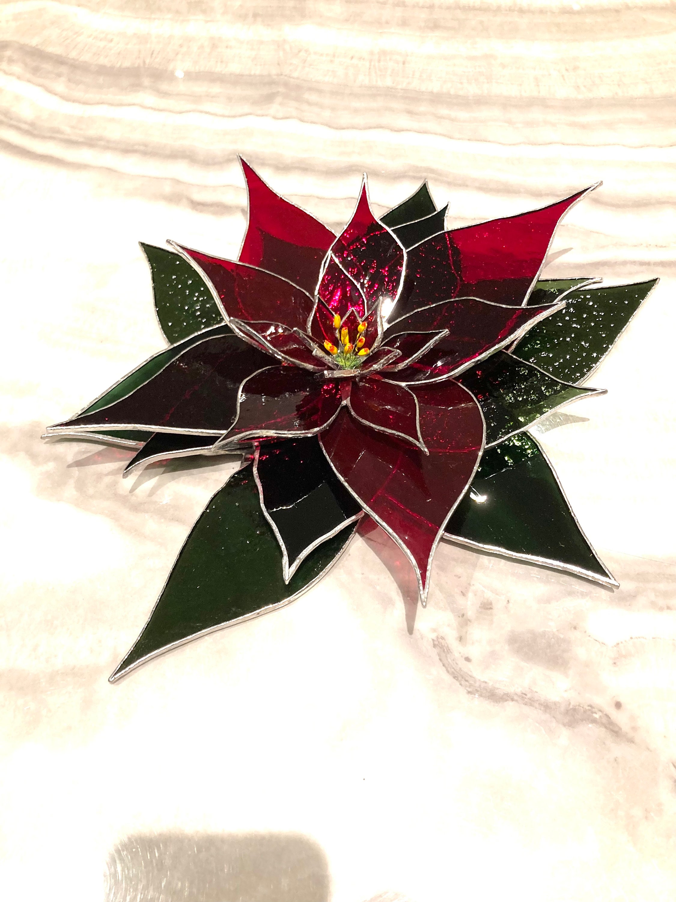 Stained Glass Poinsettia Table Centrepiece - Etsy