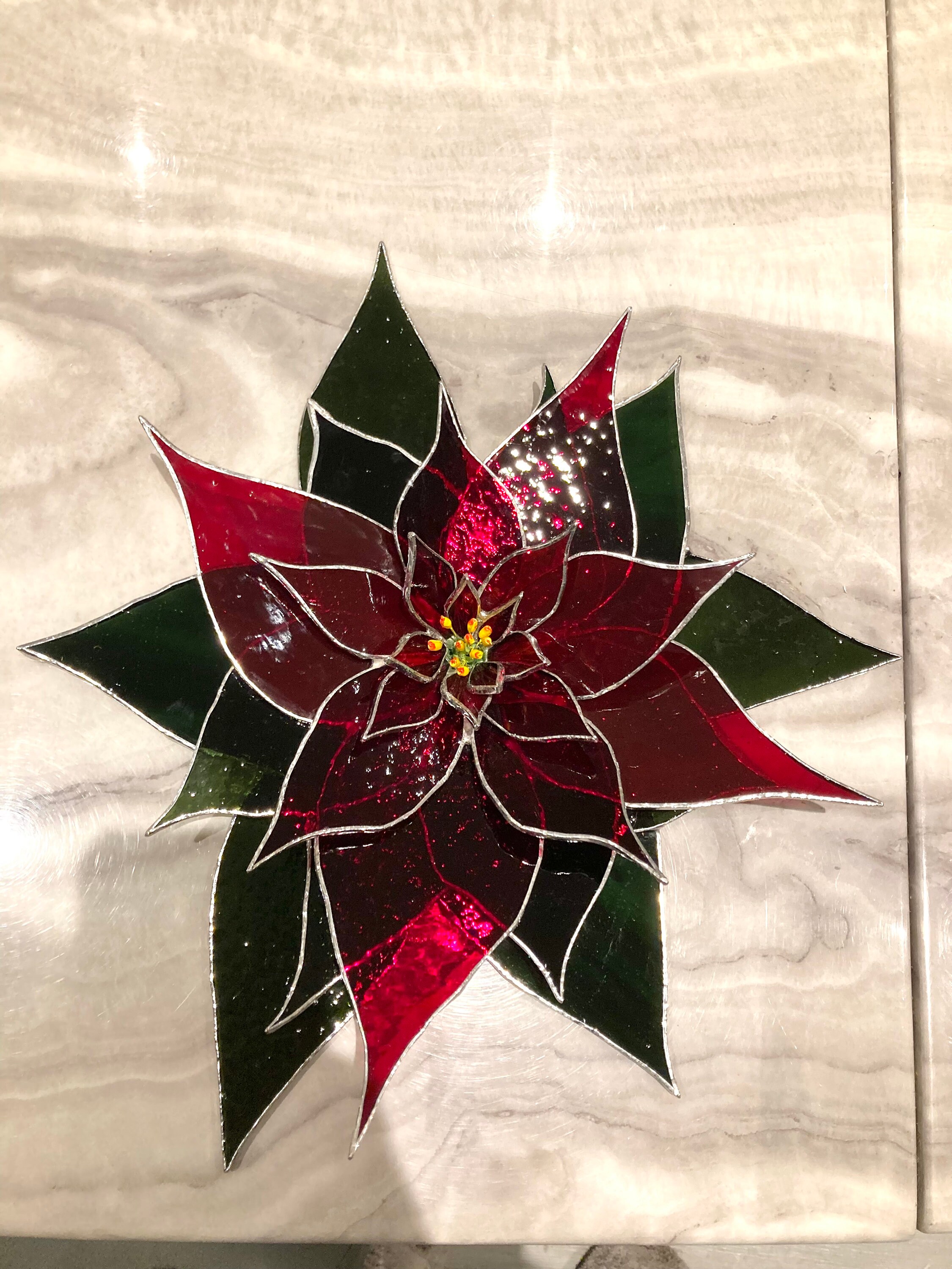 Stained Glass Poinsettia Table Centrepiece - Etsy