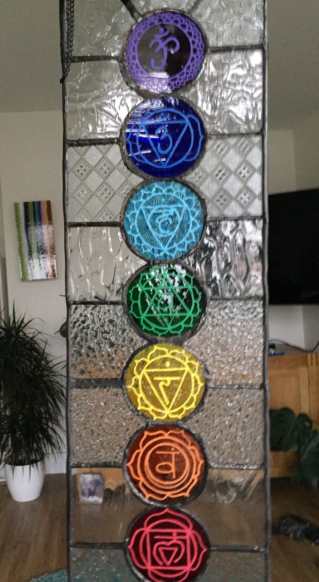 Stained Glass Chakra Panel With Symbols - Etsy UK
