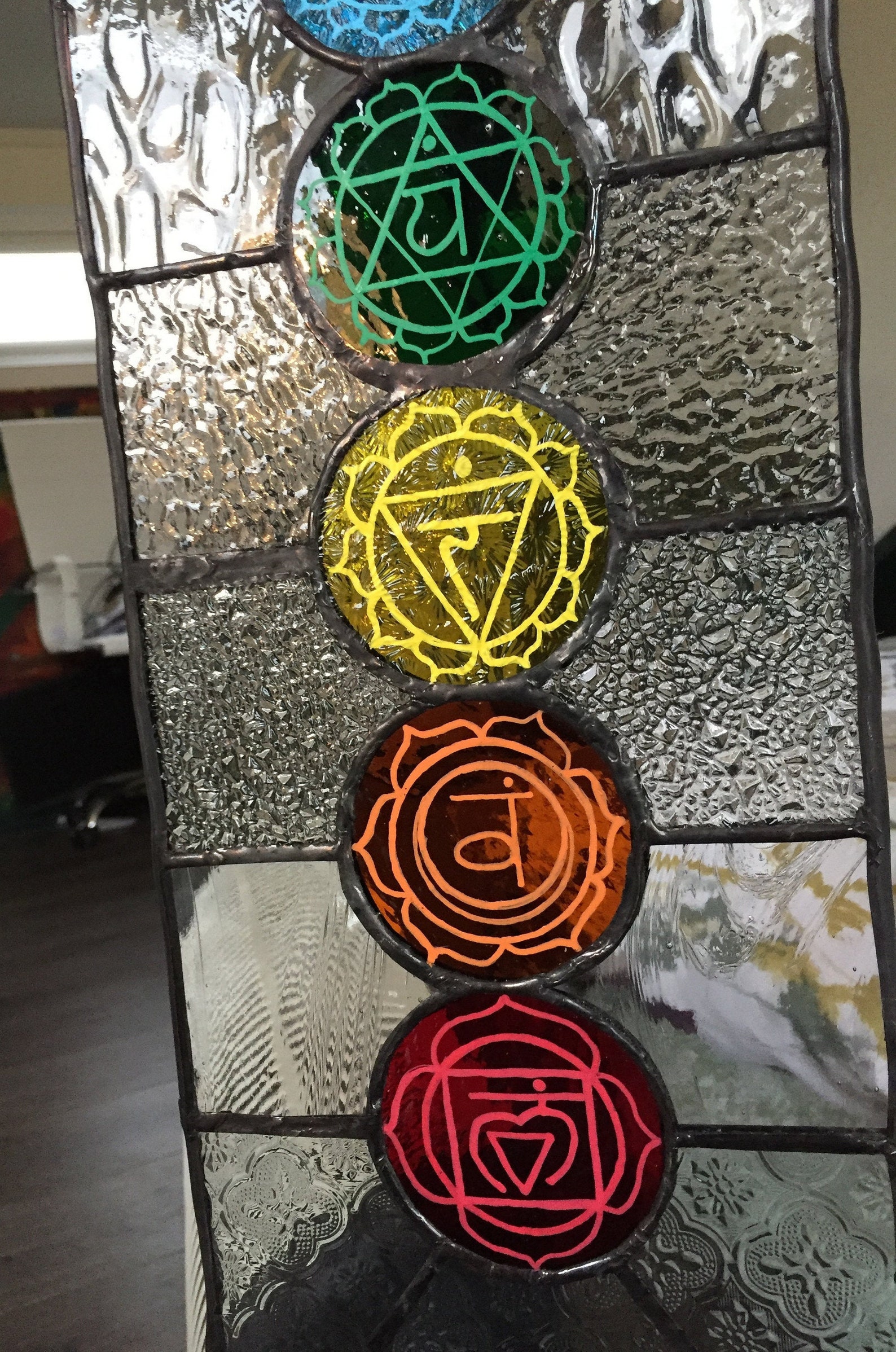 Stained Glass Chakra Panel With Symbols - Etsy UK
