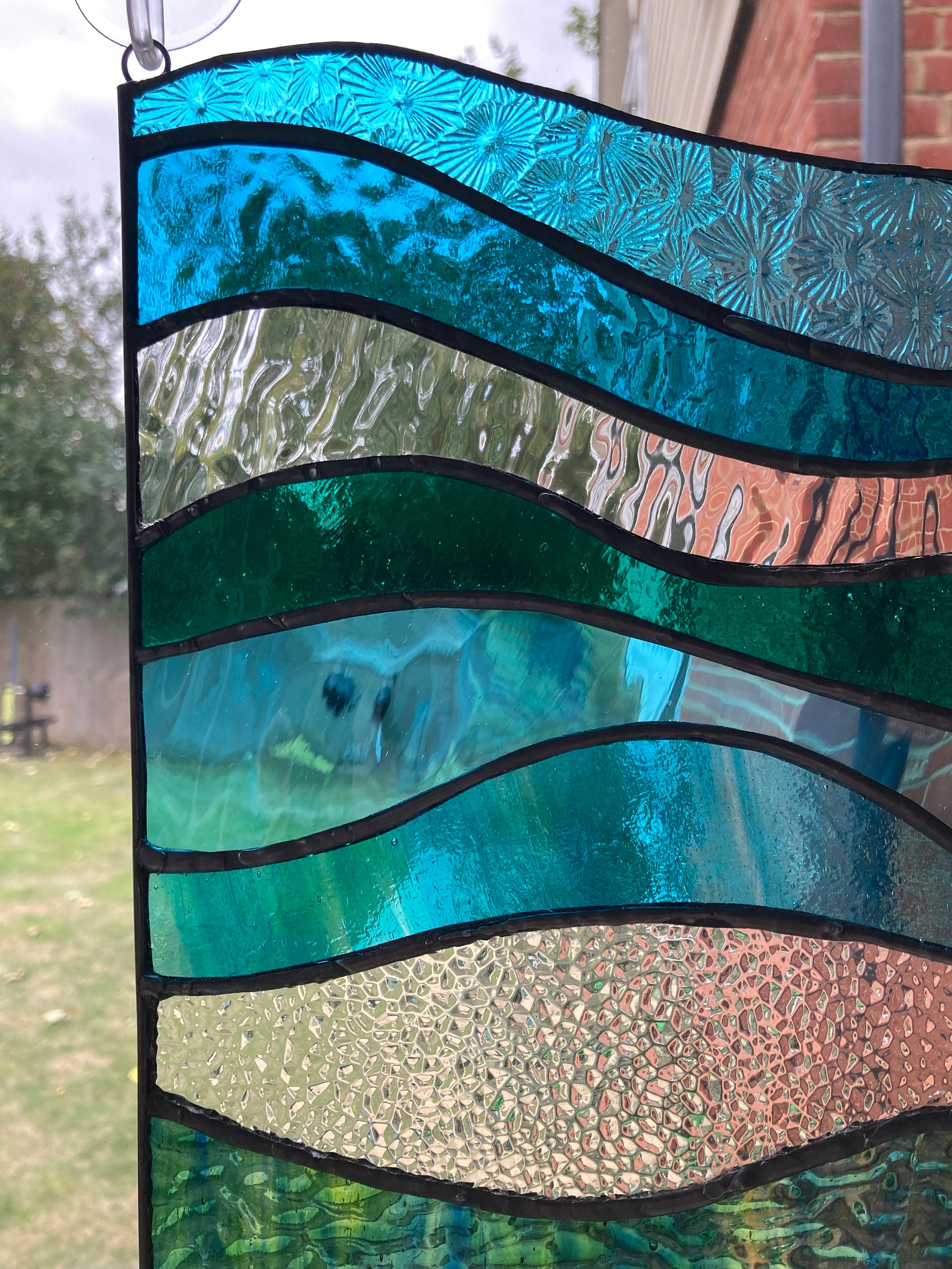Stained Glass Sea Waves Curve Top Panel - Etsy