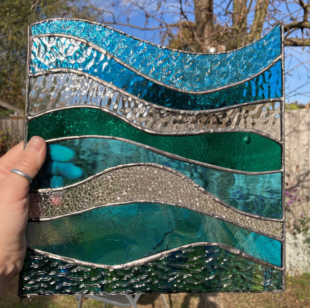 Stained Glass Sea Waves Curve Top Panel - Etsy