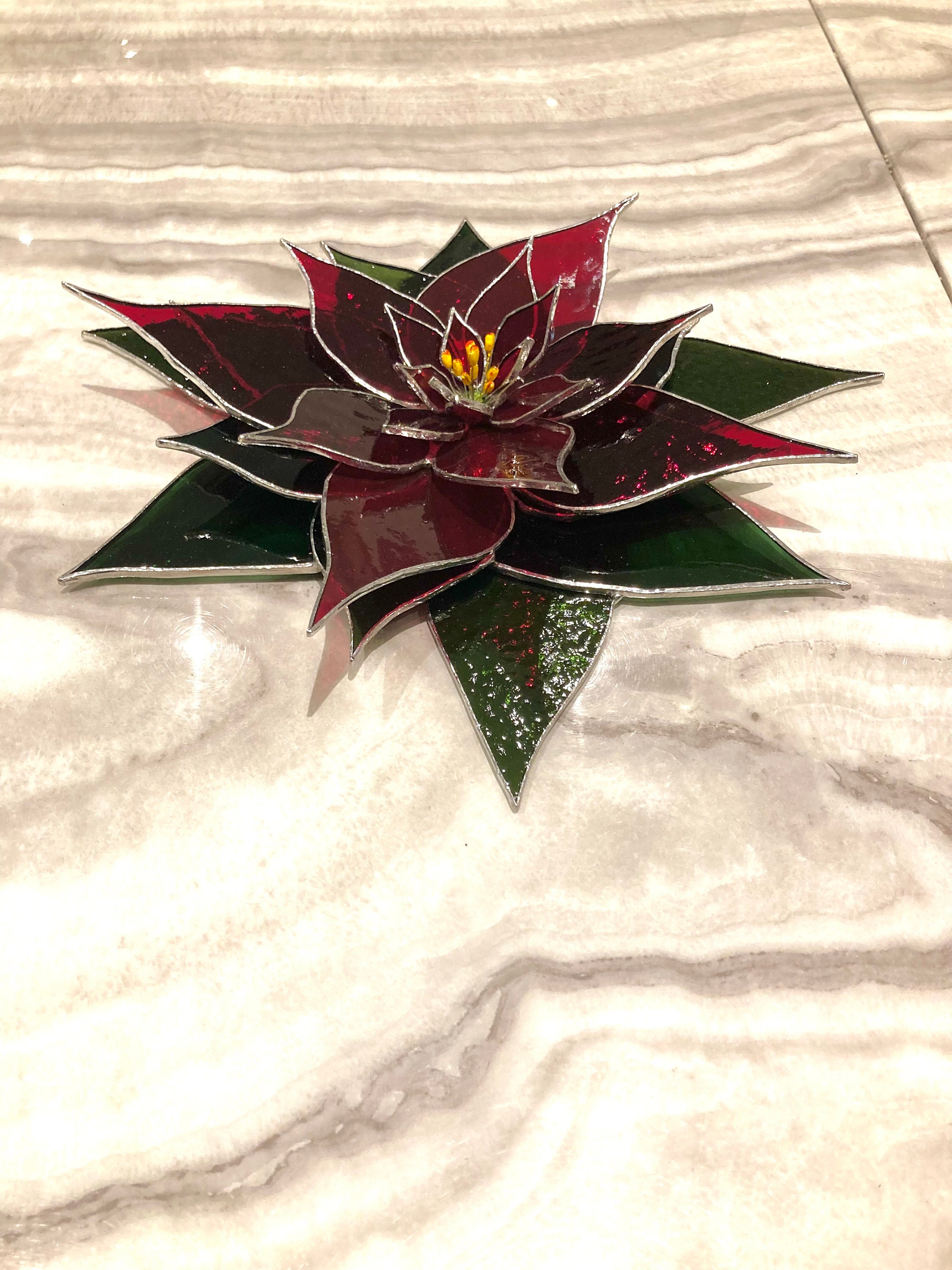 Stained Glass Poinsettia Table Centrepiece - Etsy