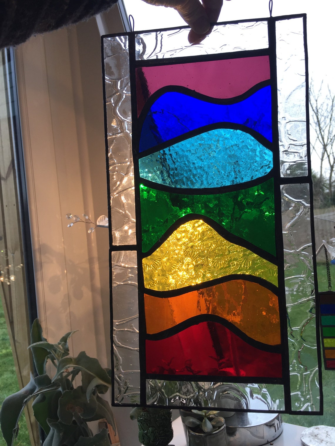 Chakra Rainbow Stained Glass Panel - Etsy UK